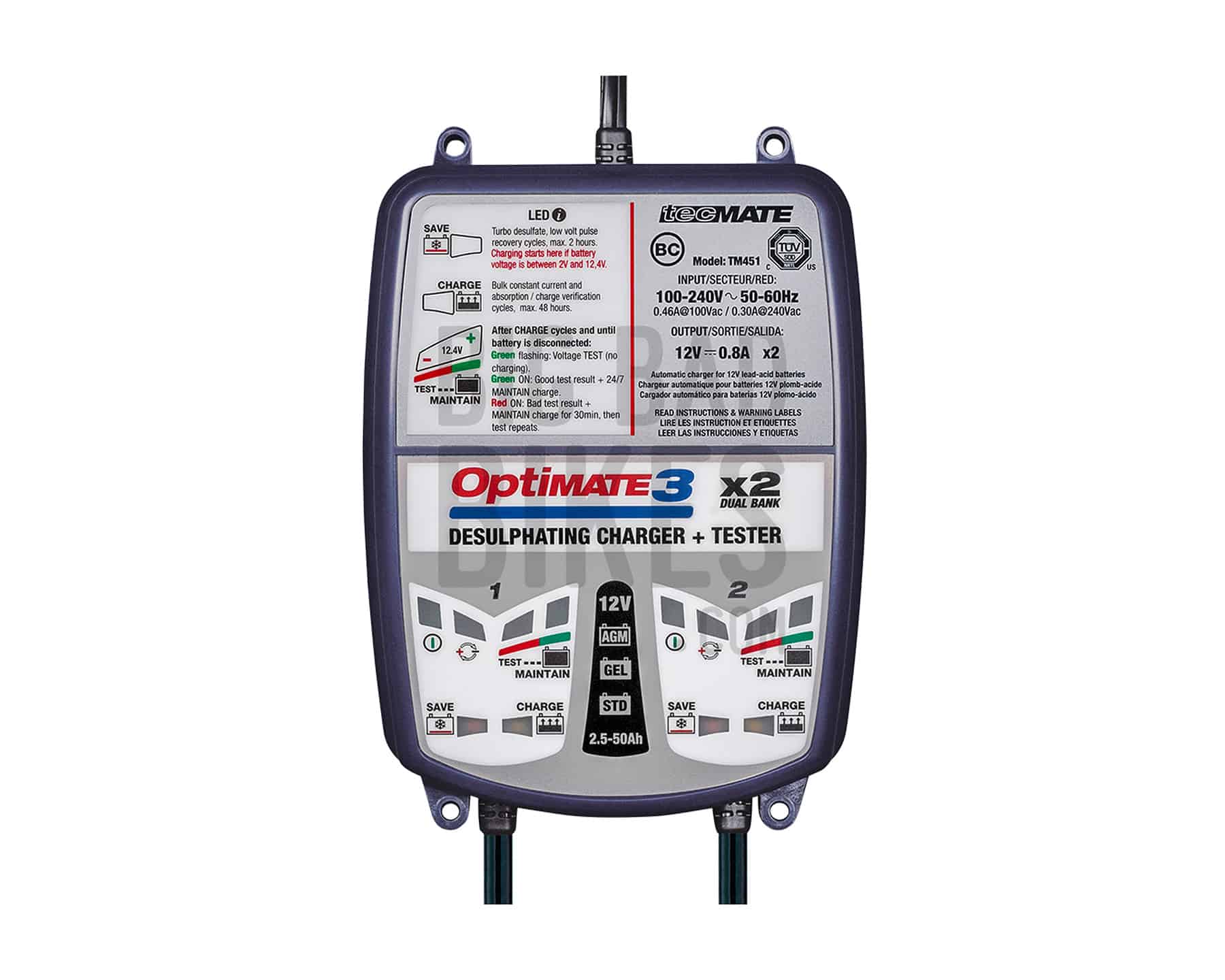 Optimate 3 Battery Charger - 2 Bank - bigbadbikes.com™
