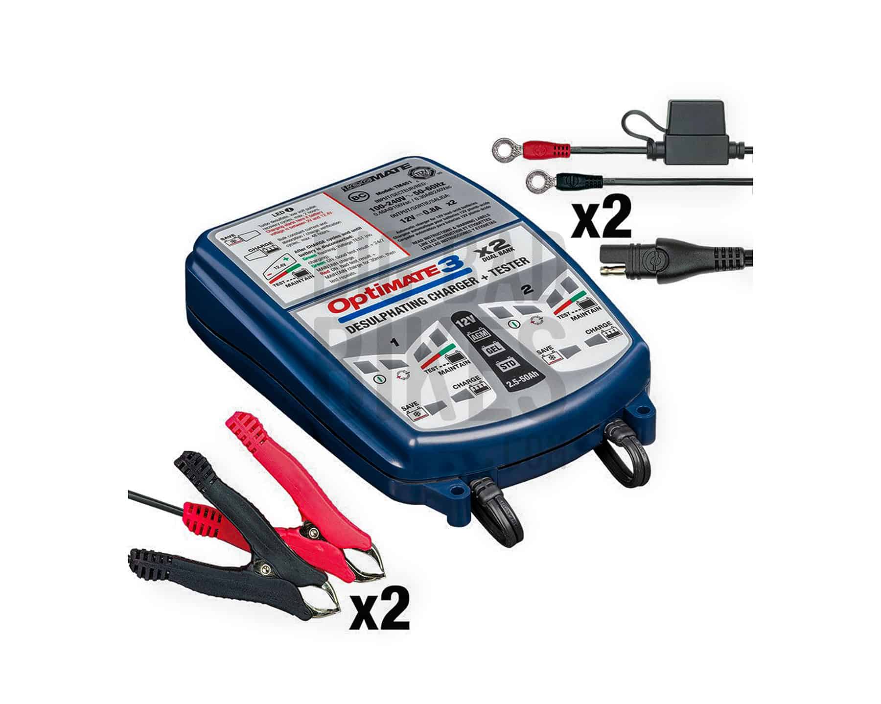 Optimate 3 Battery Charger - 2 Bank - bigbadbikes.com™