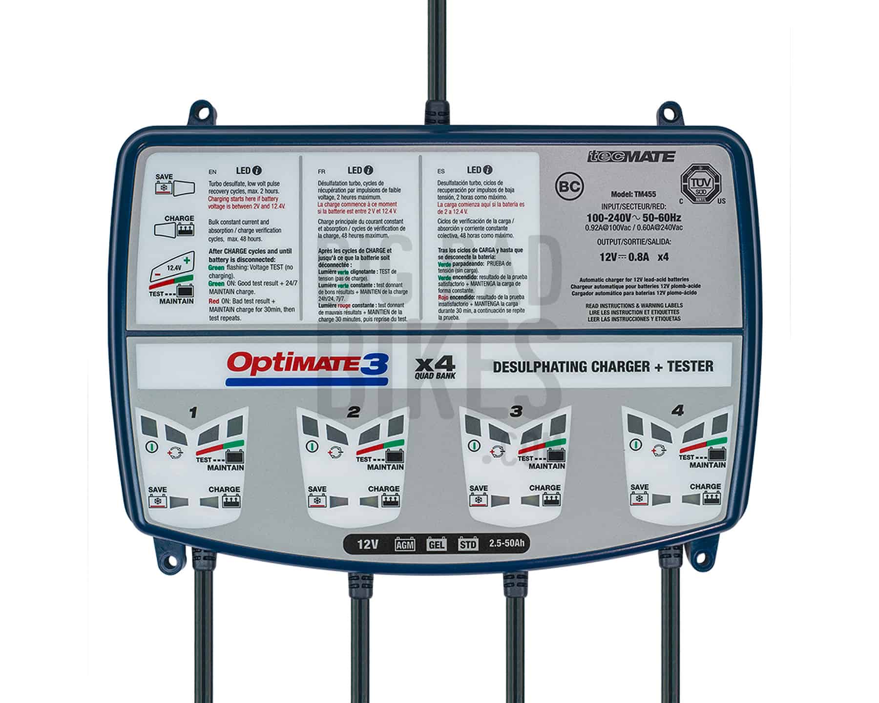Optimate 3 Battery Charger - 4 Bank - bigbadbikes.com™