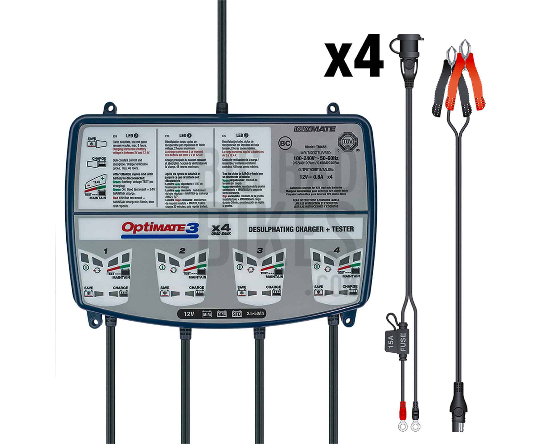 Optimate 3 Battery Charger - 4 Bank - bigbadbikes.com™